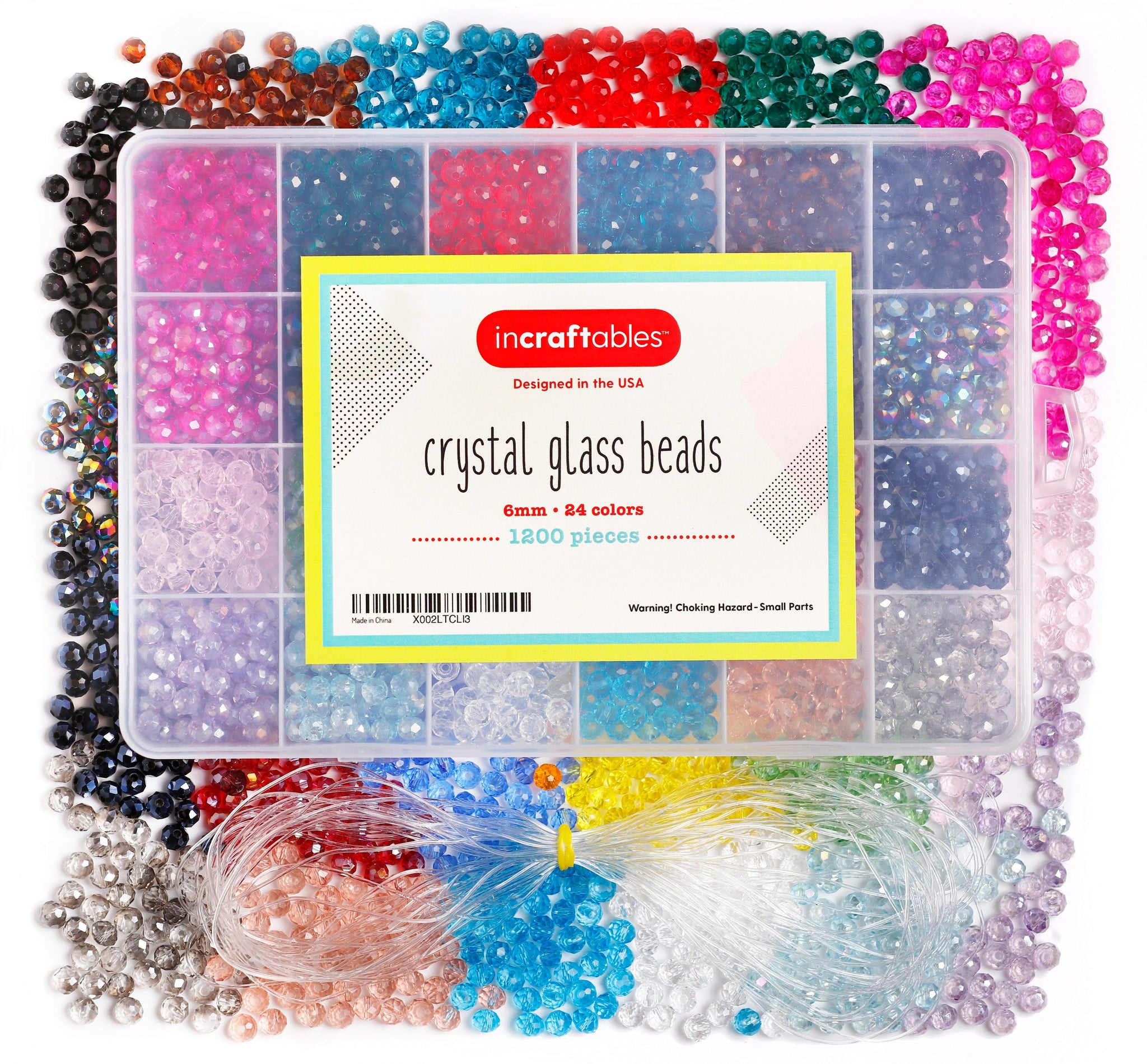 Bulk Crystal Beads Kit | 1200pcs, 24 Colors, 6mm | Incraftables